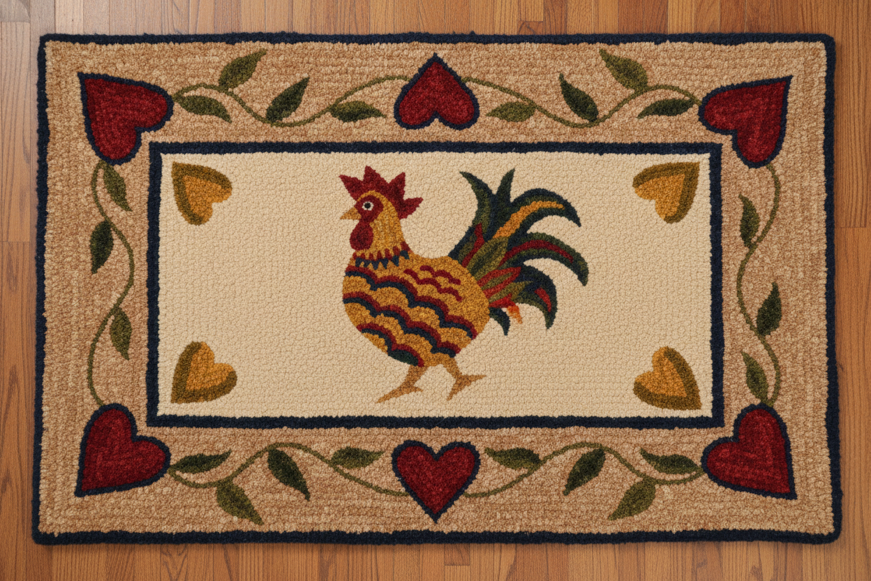 Folk Art Rooster – Anita's Rug Hooking